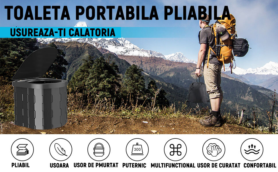 Toaleta mobila montata pe vehicul,, YWX, Cu capac, Portabila, Pliabila ...