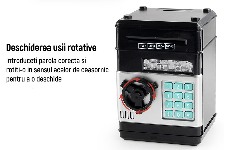 Pusculita interactiva copii, Sundiguer, cu functie ATM cod pin si seif ...