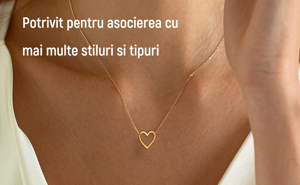 Colier cu inima, Vaxiuja, Lungime reglabila, lungime lantisor 45 cm ...