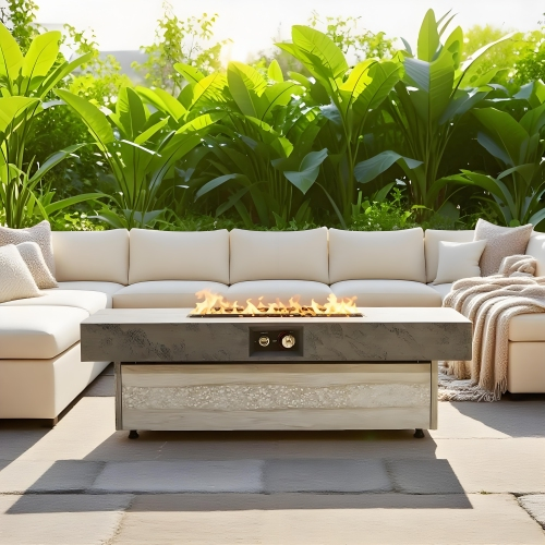 Eyisean 56" Outdoor Rectangle Propane Fire Pit Table, Durable Patio ...